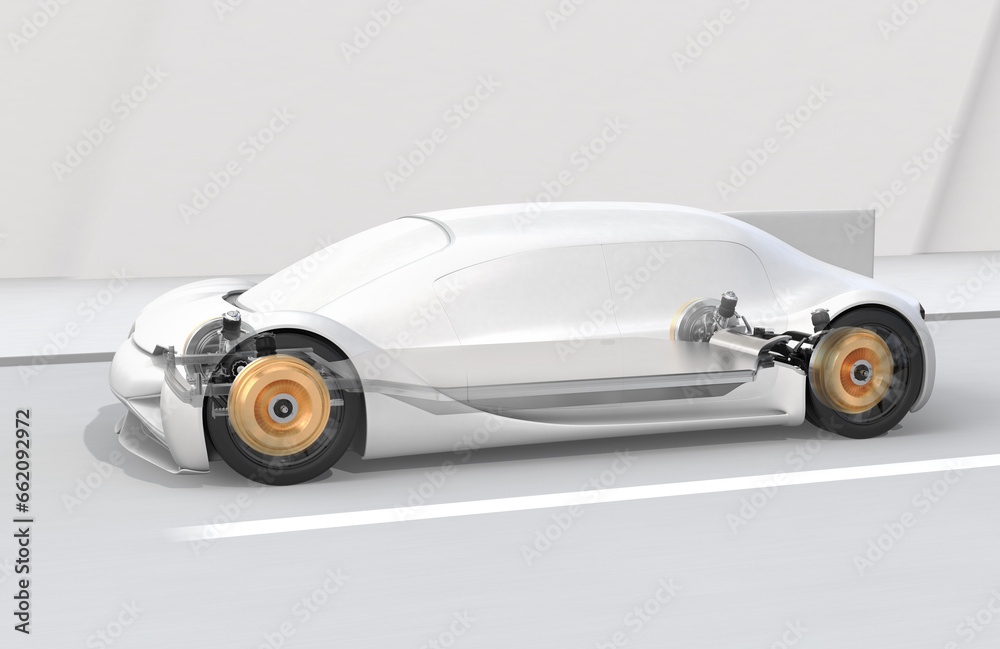 Technical drawing of Electric Car equipped with In-wheel motors in ...