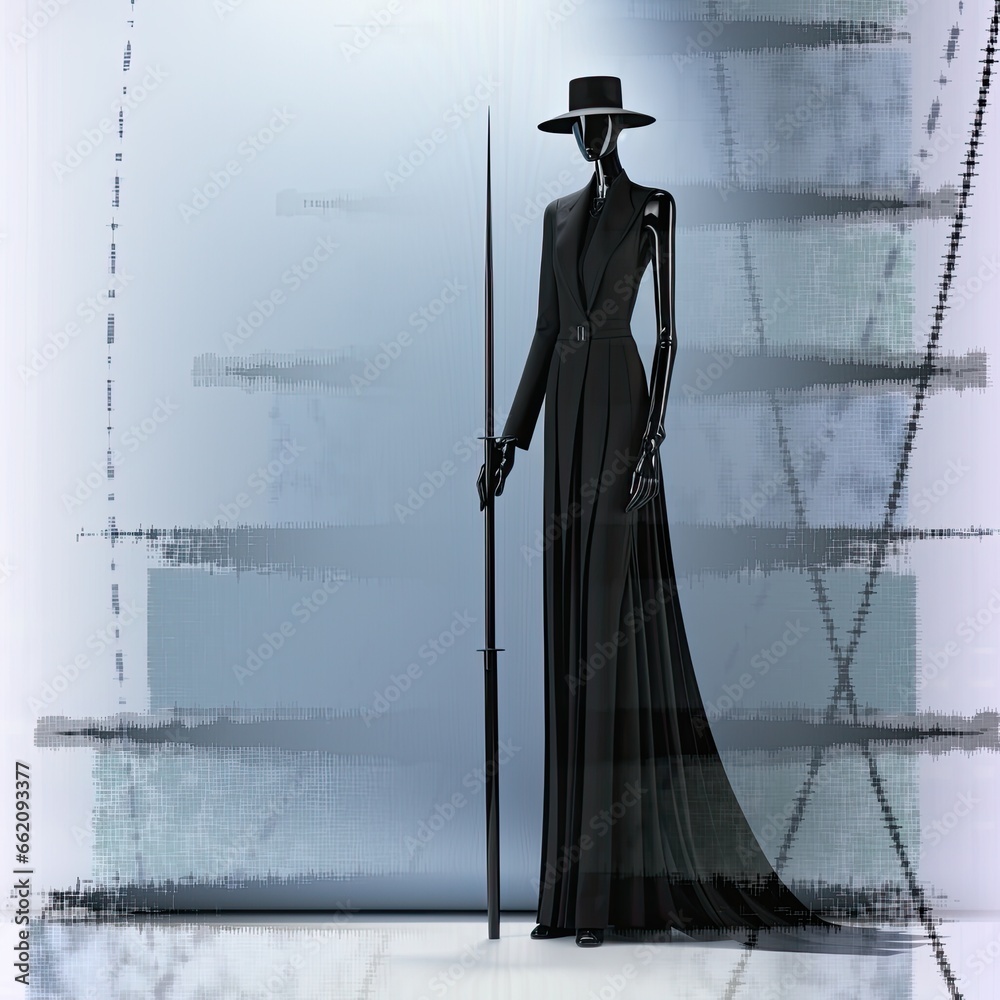 Willowy warrior woman, with weapon. AI-generated illustration of the ...