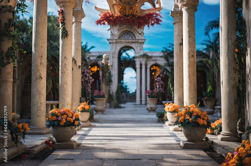 Temple columns wedding digital backdrop photography background wedding ...