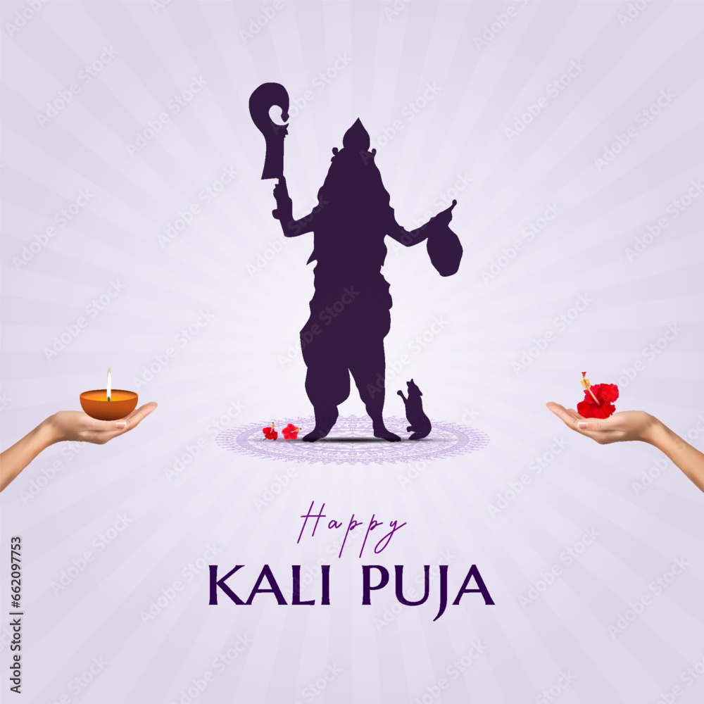 Indian festival. Happy Kali Chaudas, Goddess Kali Maa. on Diwali. Kali ...
