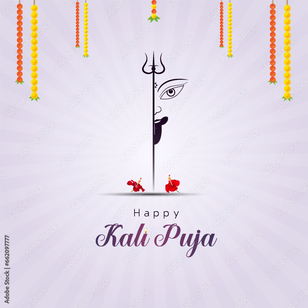 Indian festival. Happy Kali Chaudas, Goddess Kali Maa. on Diwali. Kali ...