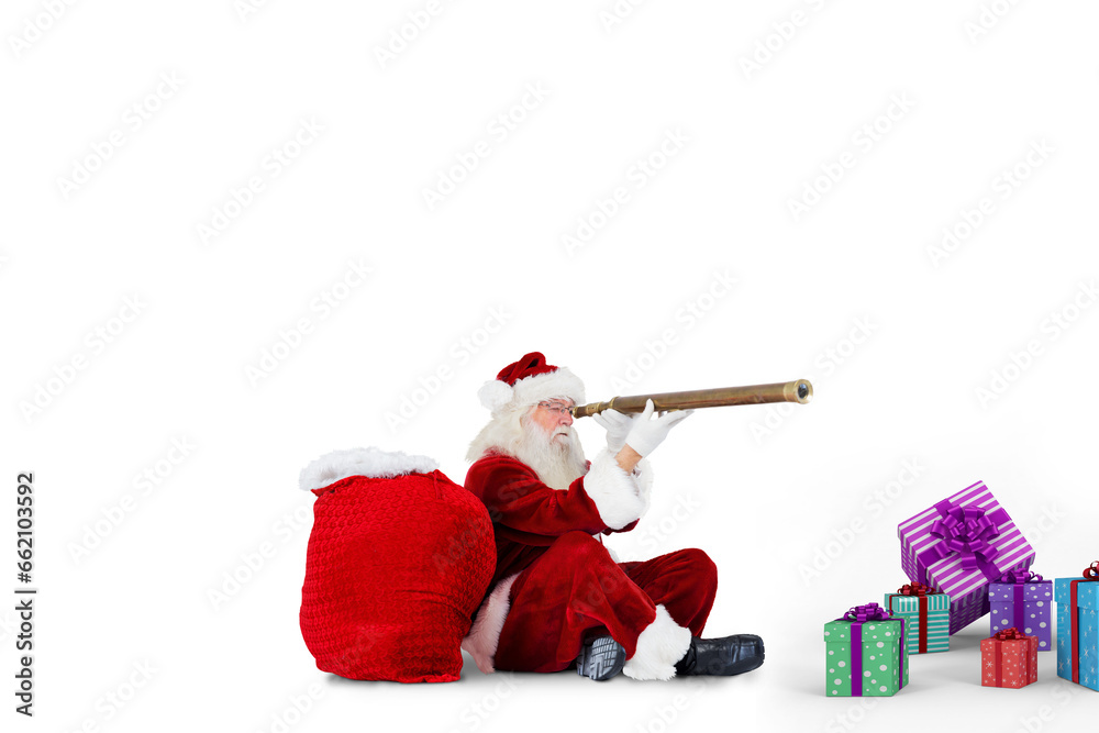 Digital png photo of santa claus with telescope on transparent ...