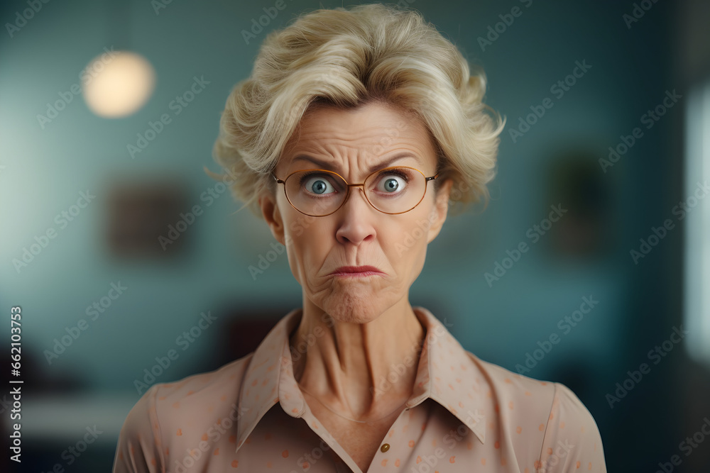 Angry senior woman, Senior furious Management Officer Stock Photo ...