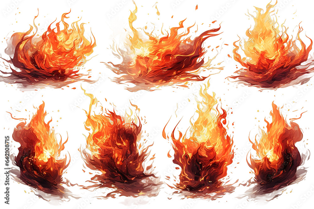 Fire - the line of fire created by excellent flames on a horizontal ...