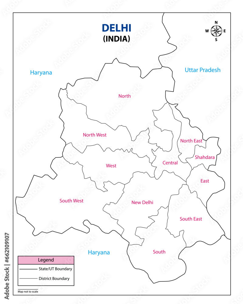 Delhi Outline Map Vector Illustration | Detailed Outline Map of Delhi ...
