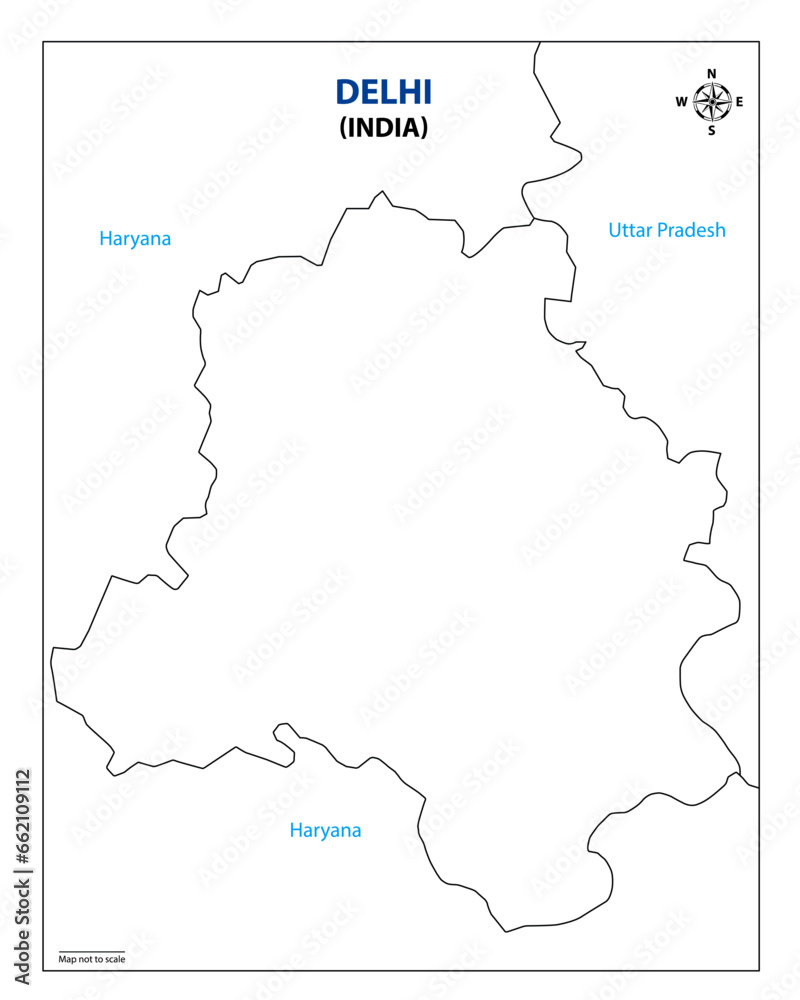 Delhi Outline Map Vector Illustration | Detailed Outline Map of Delhi ...