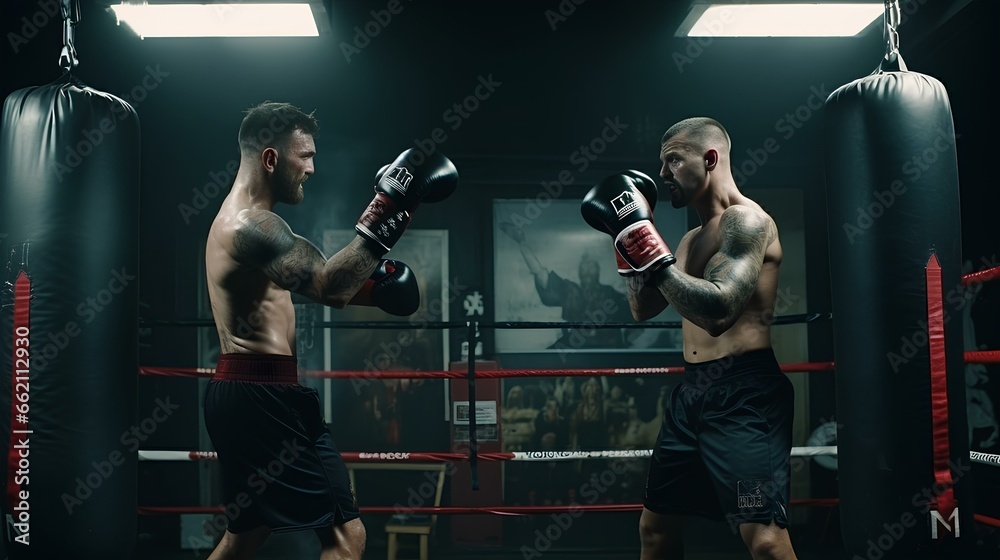 people boxing with muscular body for boxing day ai generated Stock ...