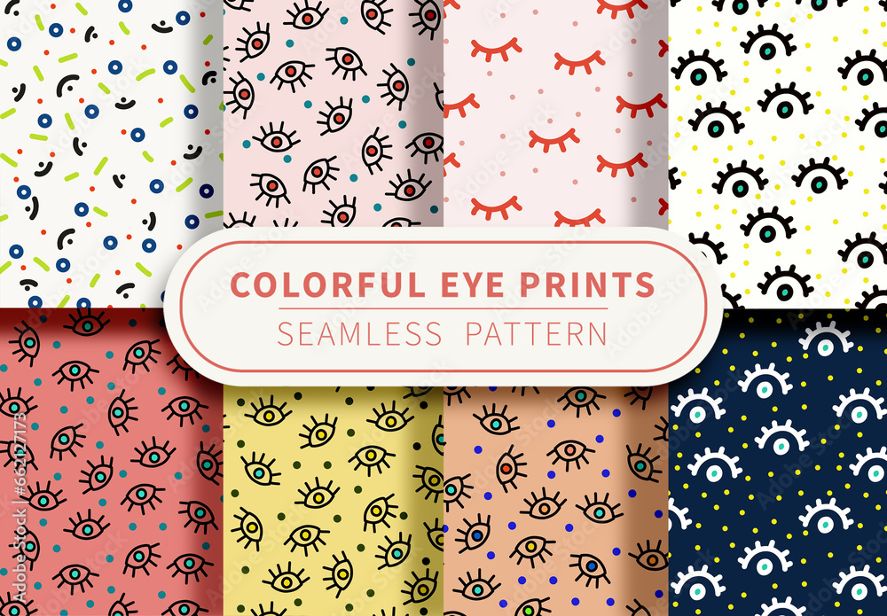 Mockup of 8 customizable repeatable patterns, eye designs Stock ...