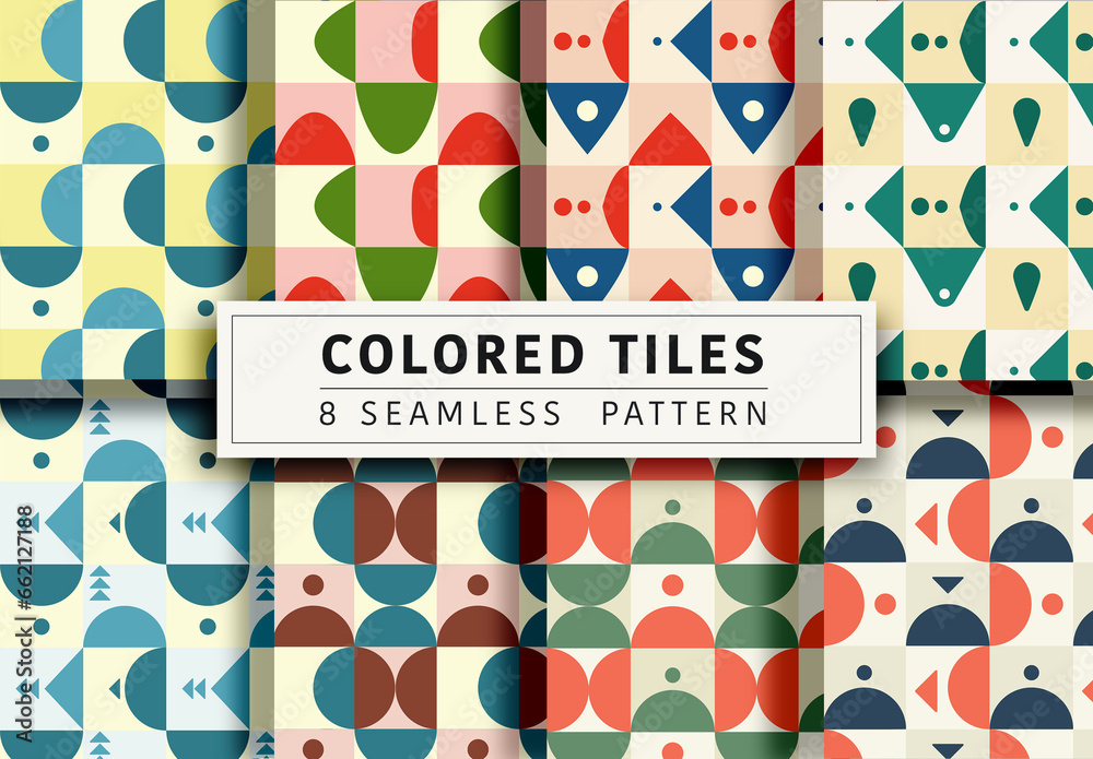 Mockup of 8 customizable repeatable patterns, retro style patterns ...
