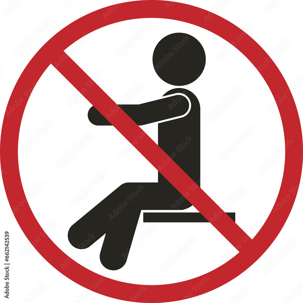 Isolated pictogram icon of do not sit, seat prohibited on surface ...