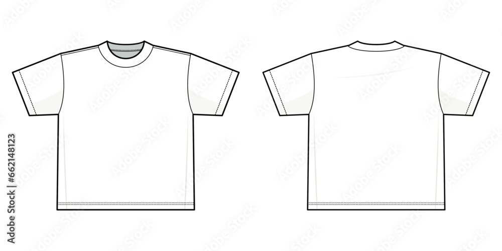 Basic T-shirt flat technical fashion illustration. Tee shirt vector ...