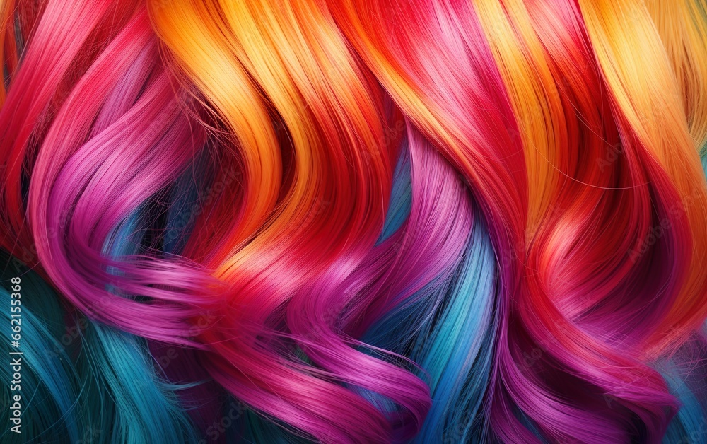 Wavy rainbow color hair texture. Toned highlights hair background ...