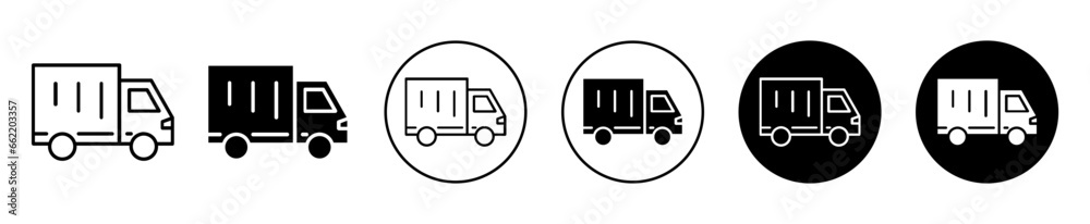 Delivery truck icon. transportation vehicle container symbol set ...