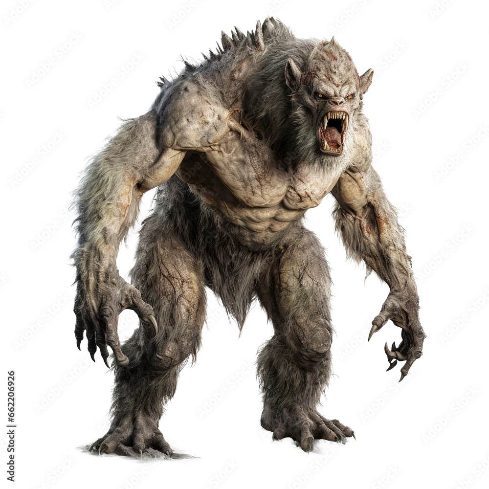 full body of a hairy monster, horror fantasy mystical creature on ...