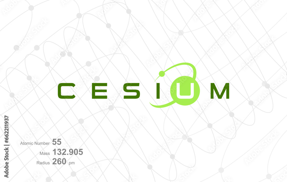Modern logo design for the word "Cesium" which belongs to atoms in the ...