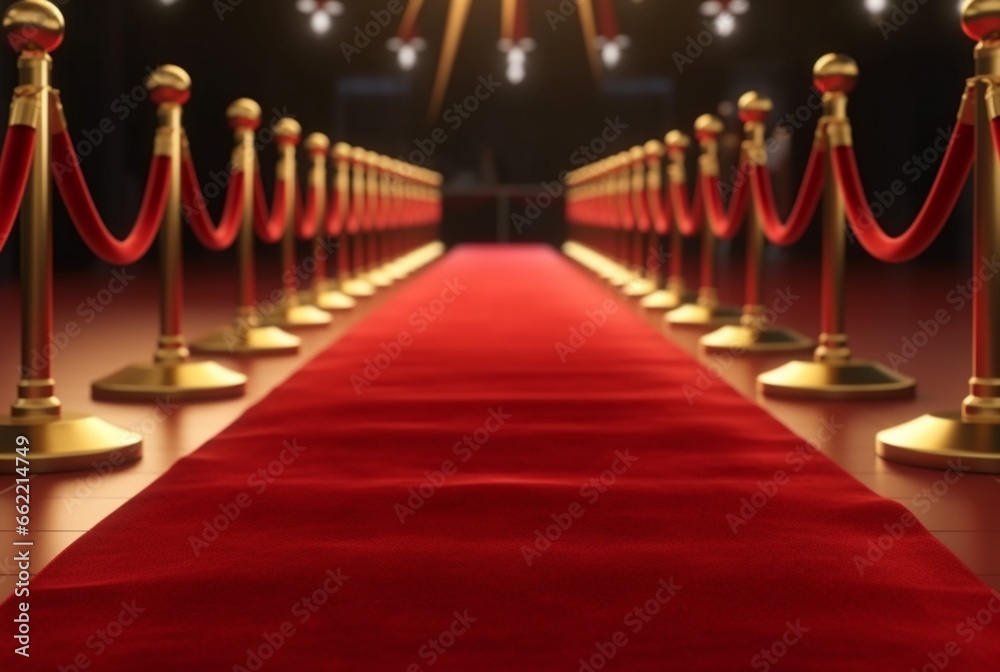 Red Carpet hallway with barriers and red ropes for Cinema and Fashion ...