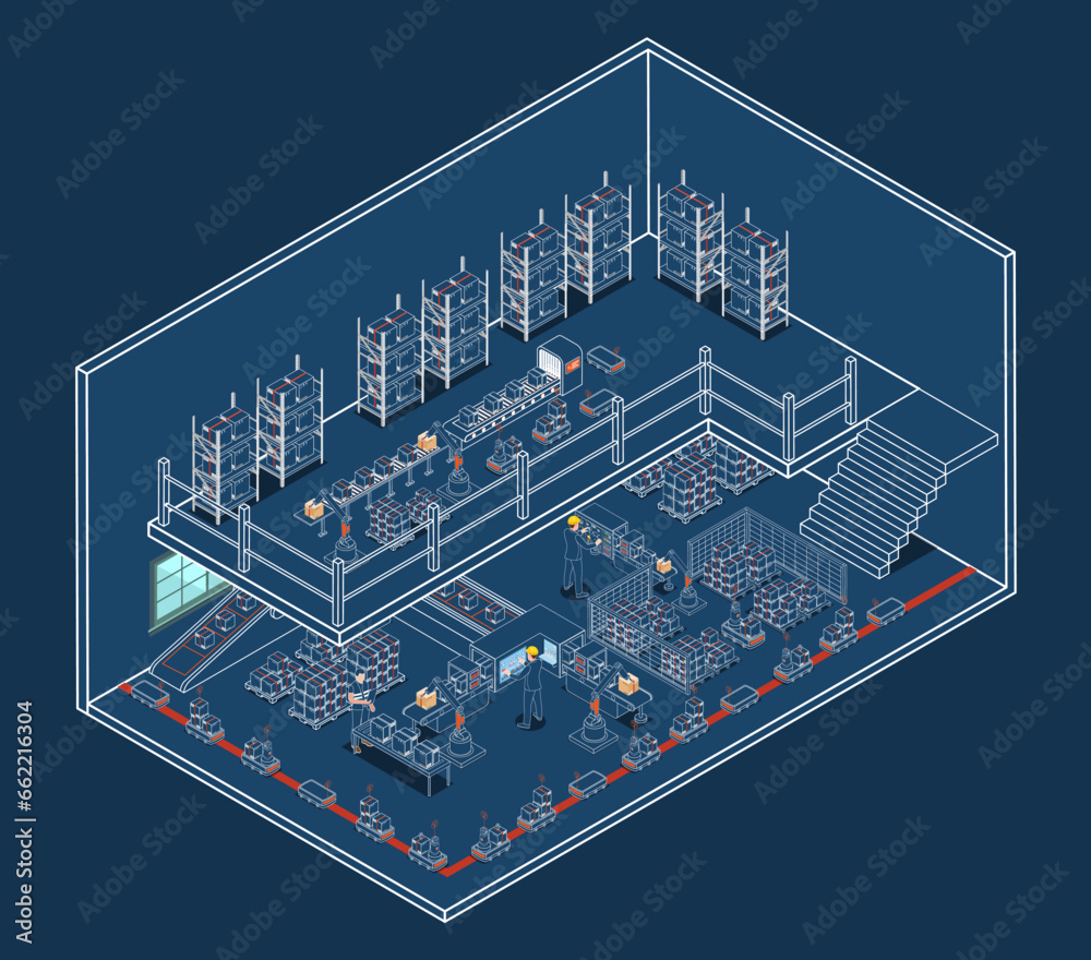 3D Isometric Smart Warehouse Management System with Warehouse ...