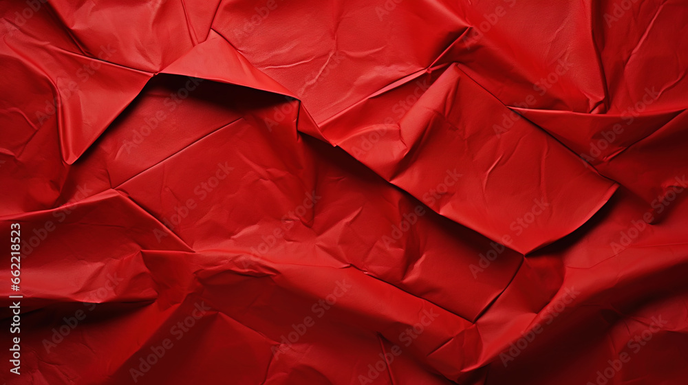 Red crumpled paper texture. Blank background with creases. Generative ...