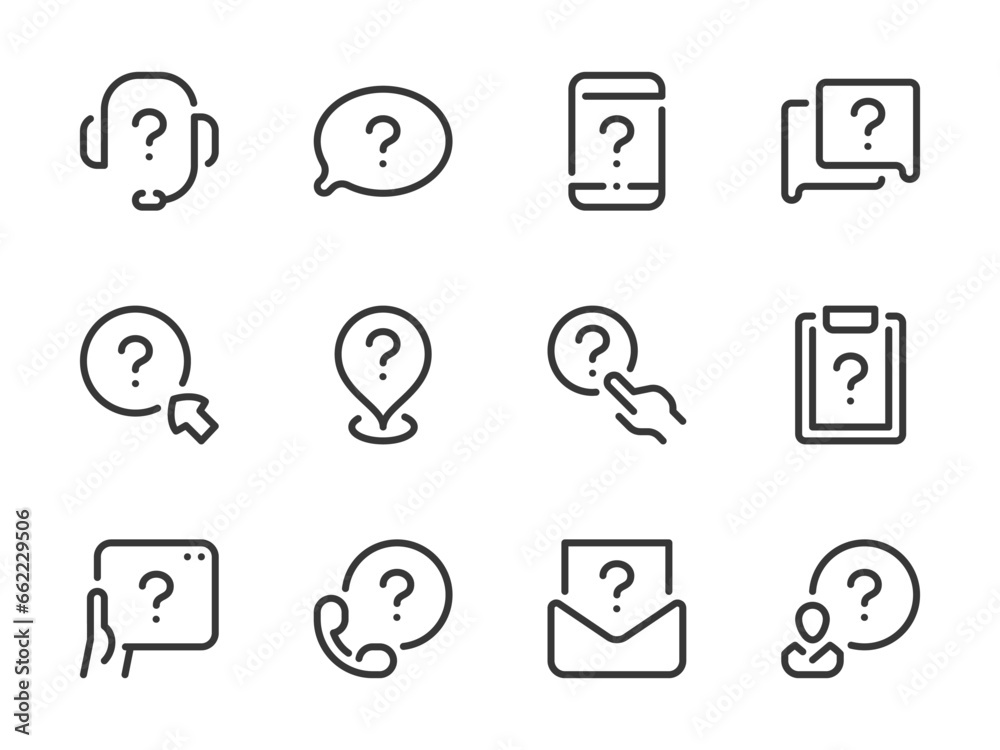 Question mark and Problem solution vector line icons. Faq, Help, Quiz ...