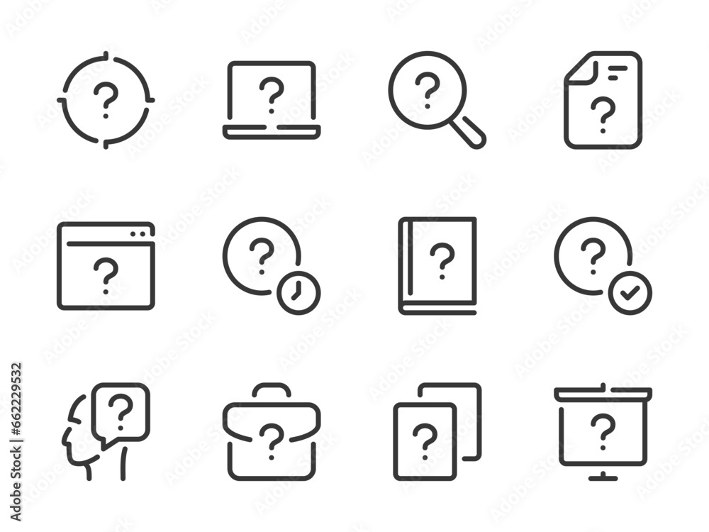 Question mark and Problem solution vector line icons. Faq, Help, Quiz ...