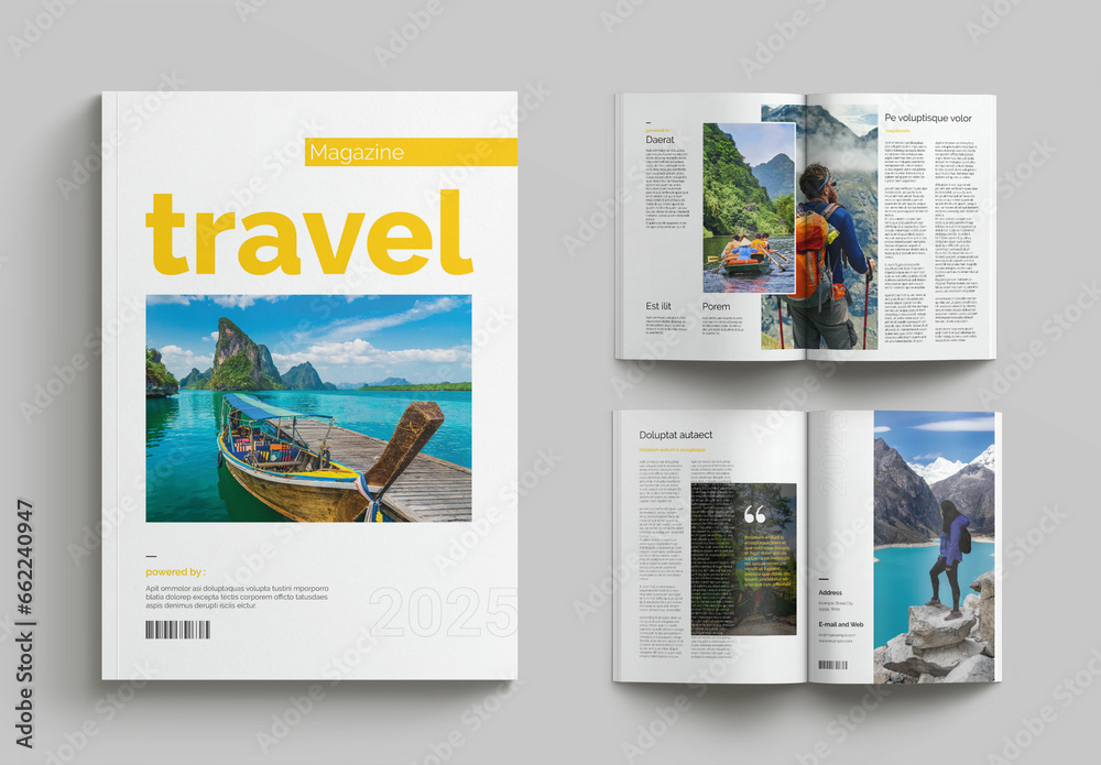 Travel Magazine Layout Stock Template | Adobe Stock