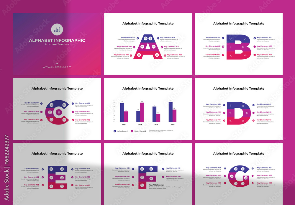 Alphabet Infographic Square Brochure Layout Stock Template | Adobe Stock
