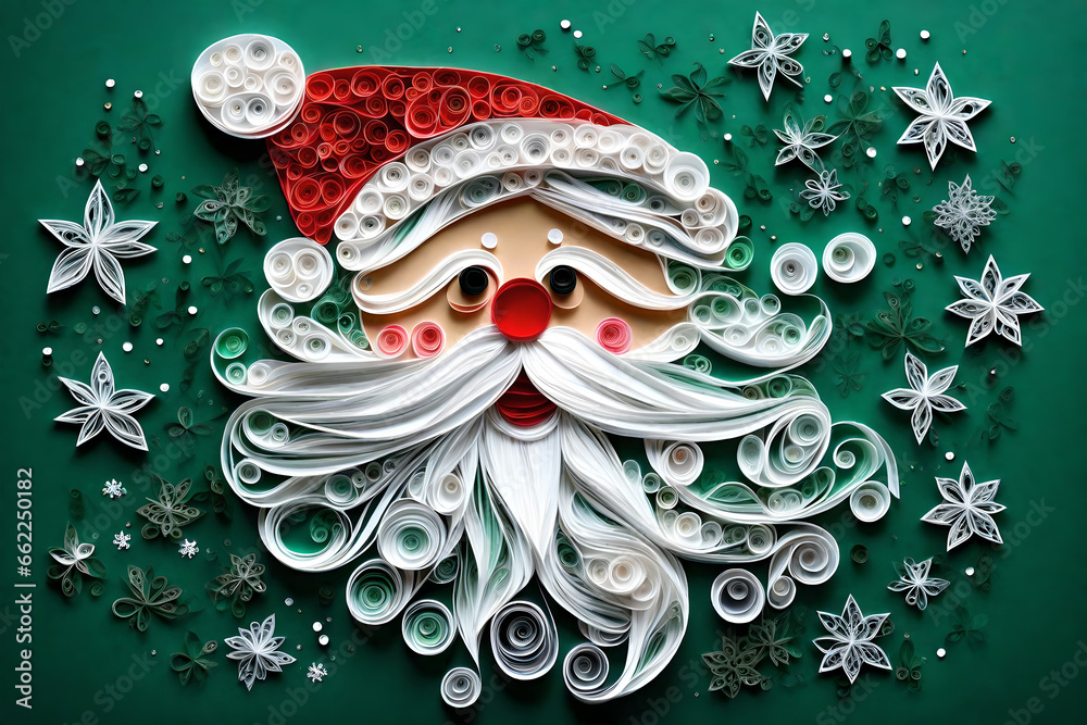 Santa Claus jolly illustration for kids in quilling style from paper ...
