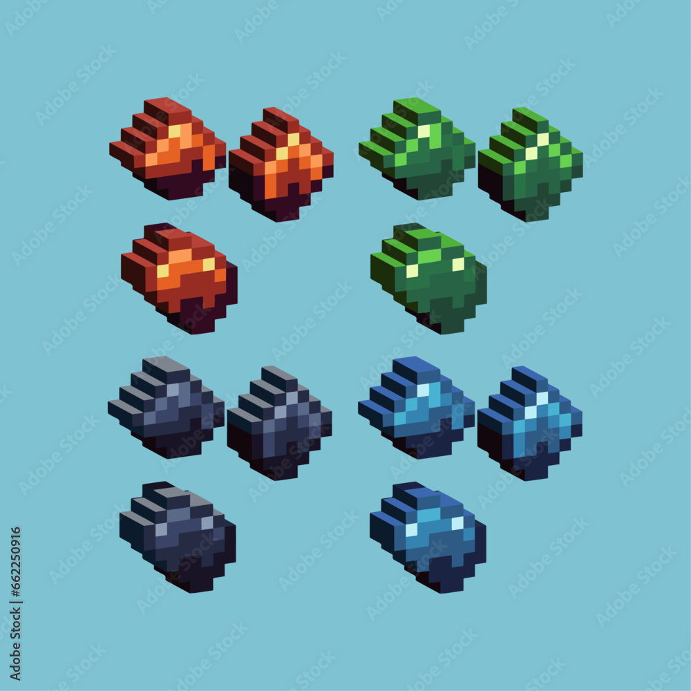 Isometric Pixel art 3d of coal for items asset. Charcoal fuel on ...