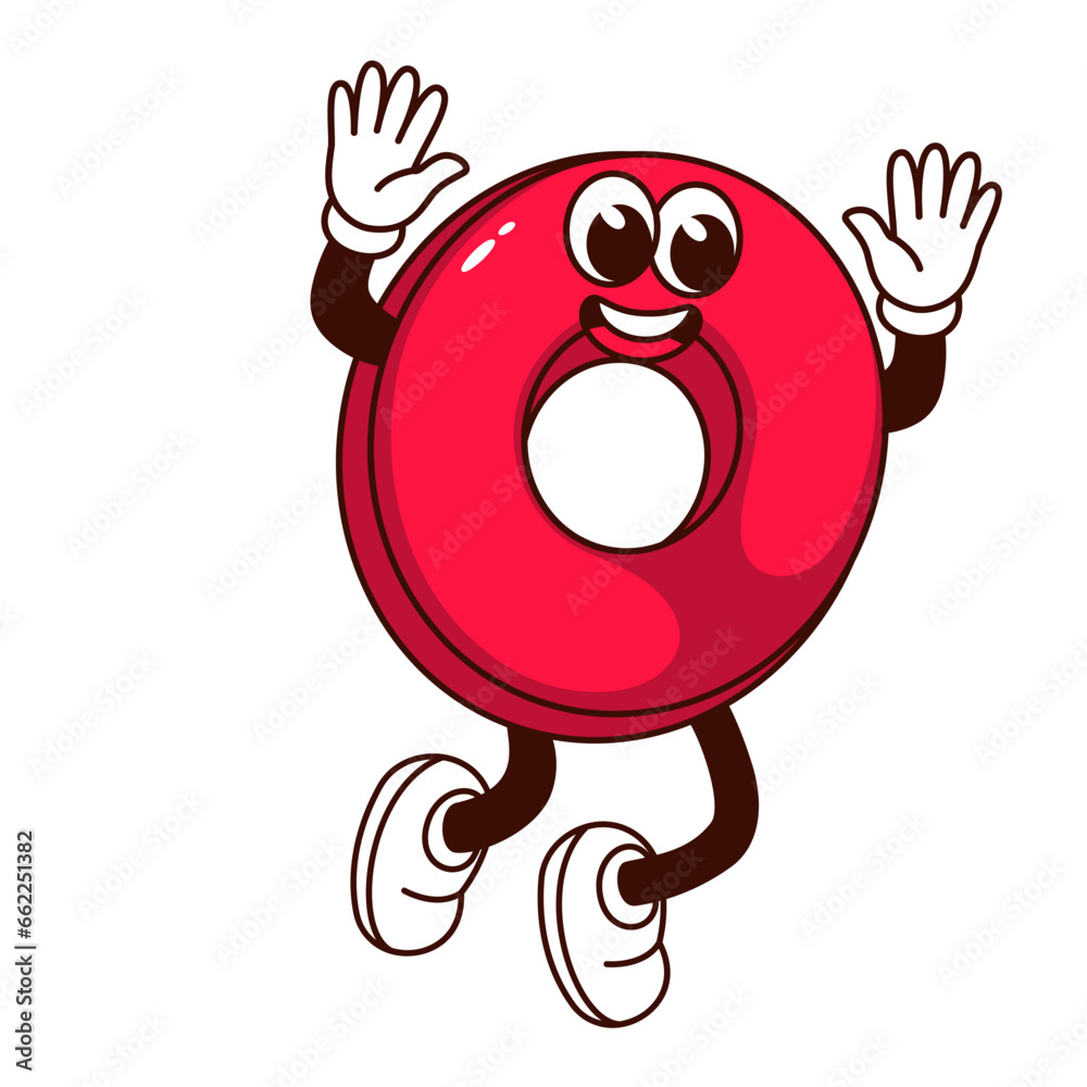 Groovy letter O character vector illustration. Cartoon isolated ...