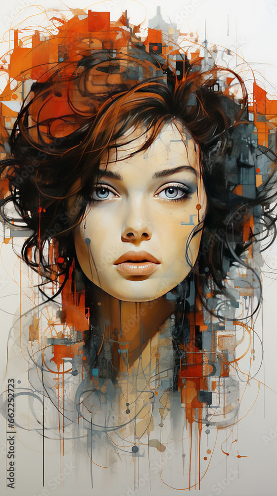 Splashed Brush Strokes Oil Pianting Abstract Art of Beautiful Women ...