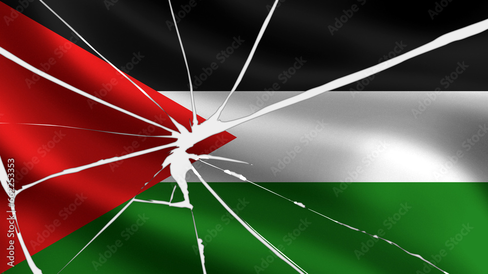 Flag of Palestine. State symbol with cracks. Political crisis in ...
