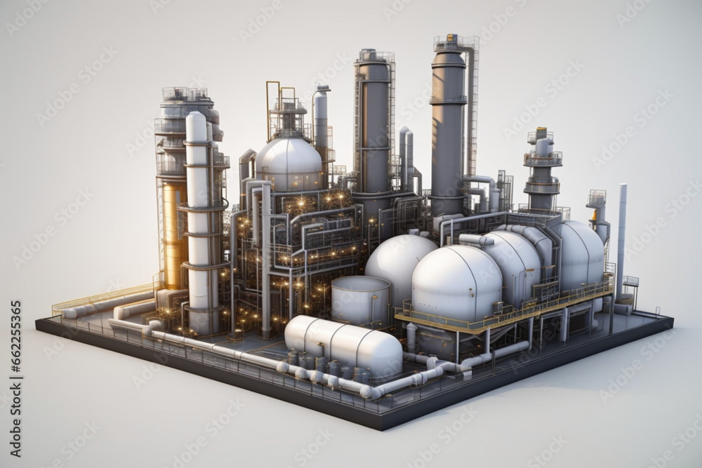 3D Oil and gas industrial, Oil refinery plant form industry,Refinery ...