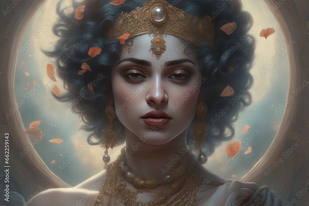 digital illustration of a beautiful girl with a fantasy figure. 3d ...
