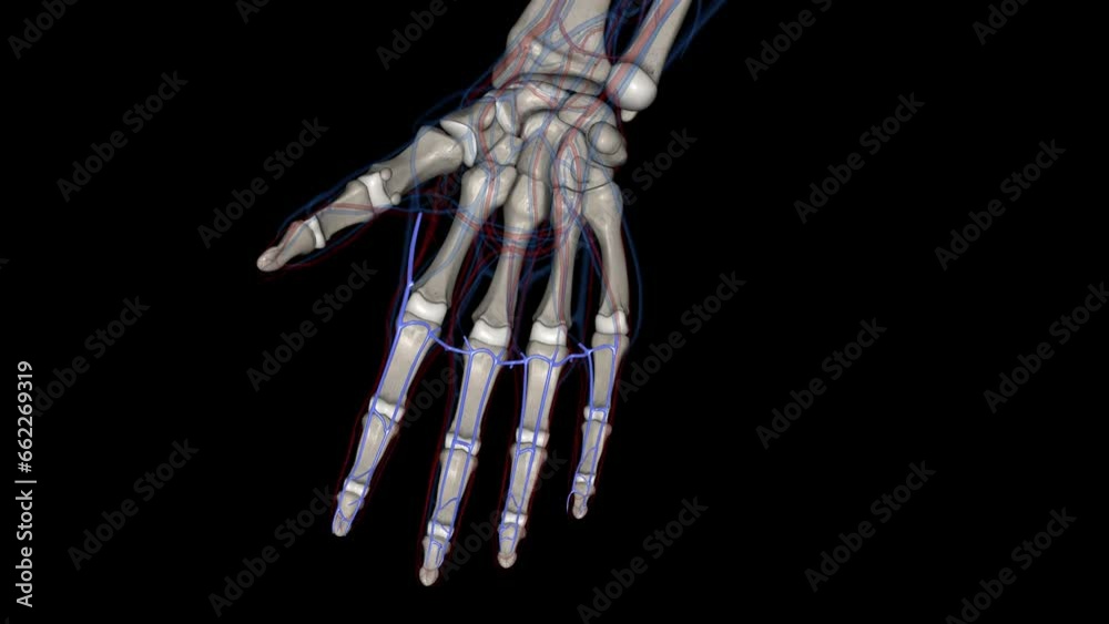 The palmar (volar) digital veins on each finger are connected to the ...