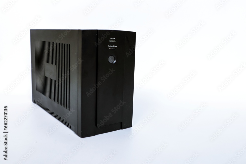 Uninterruptible power supply (UPS) on white background, computer ...