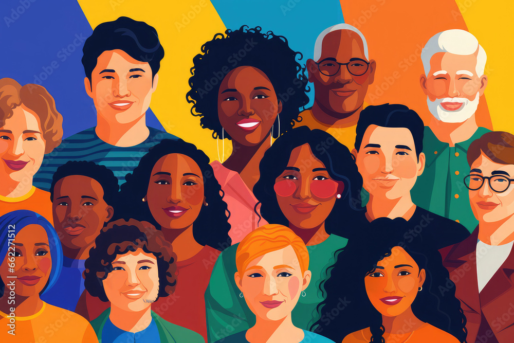 Illustration of diverse individuals representing Generation Z. The ...