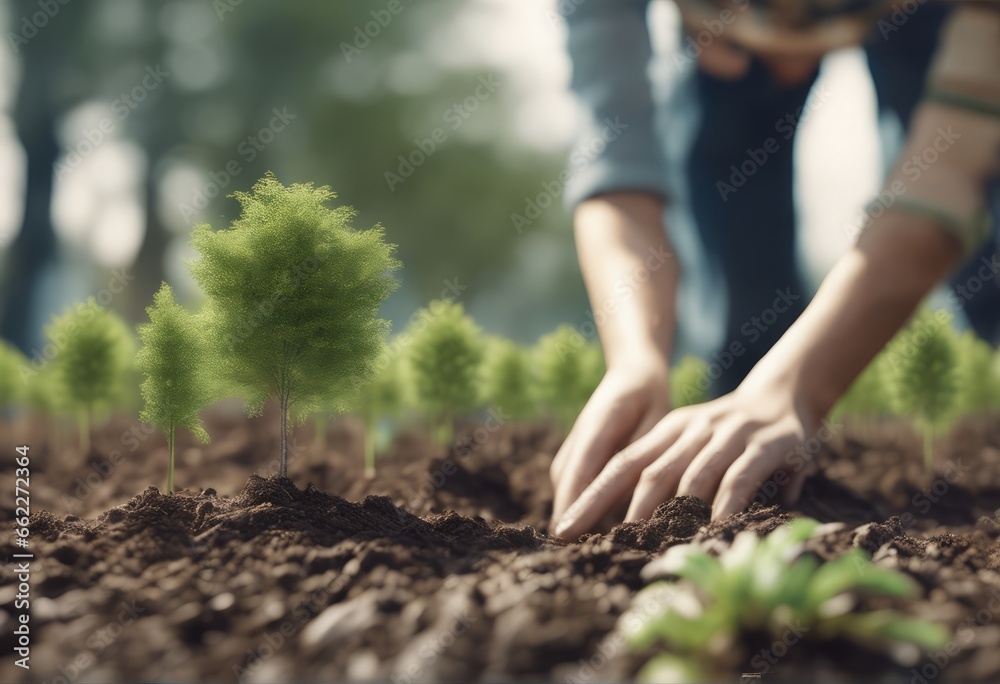 young woman planting tree in garden, original photoset young woman ...