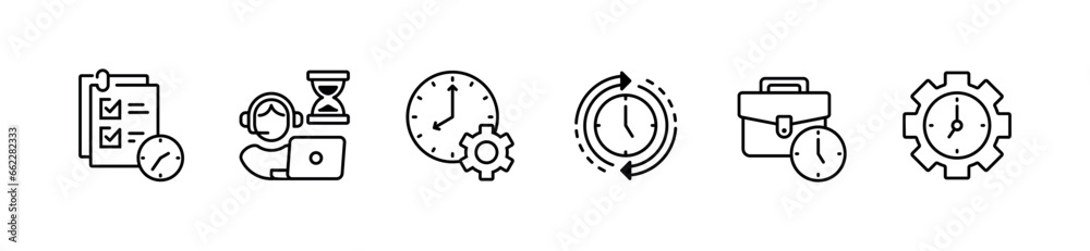 productivity working time management schedule icon line set business ...