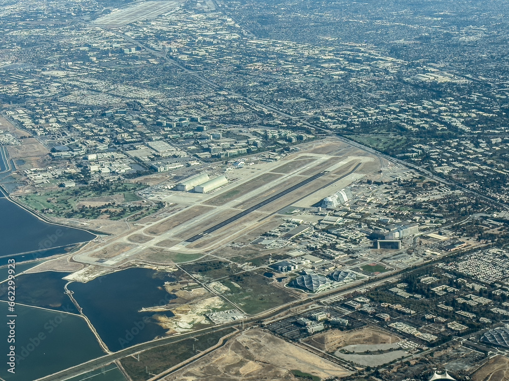 aerial landscape view of area around "Moffett Federal Airfield" located ...