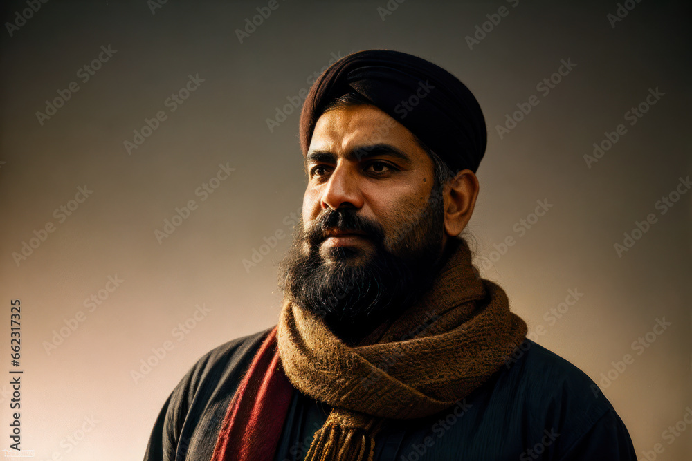 Portrait of the of the old age, bearded Pakistani man wearing ...