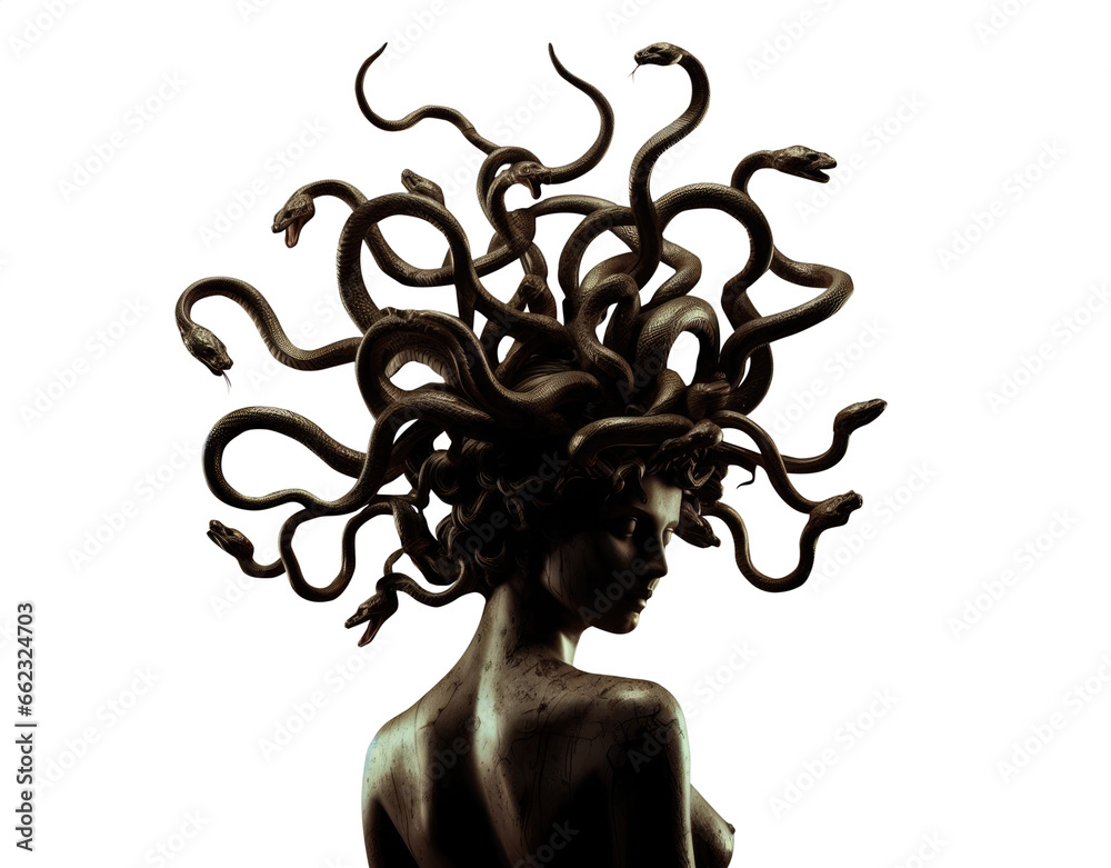Medusa head with many snakes. isolated transparent background. Serpent ...