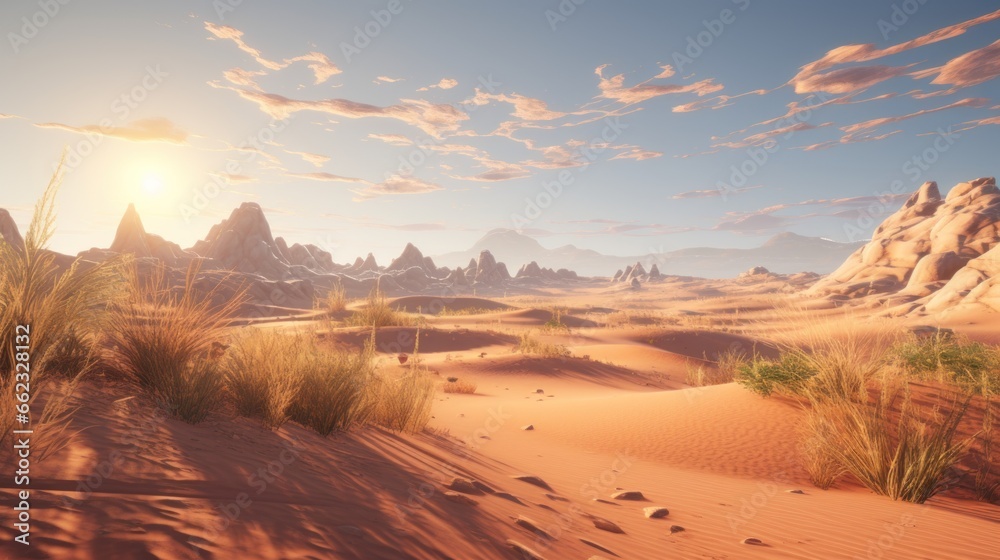 Open world landscape art in a desert landscape, with shifting dunes ...