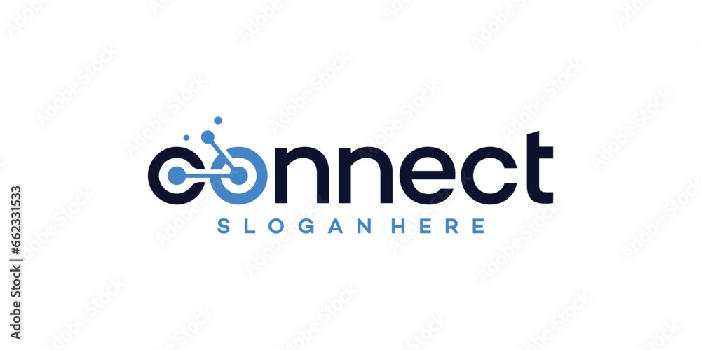 Technology connection logo design with abstract dot, molecule and ...