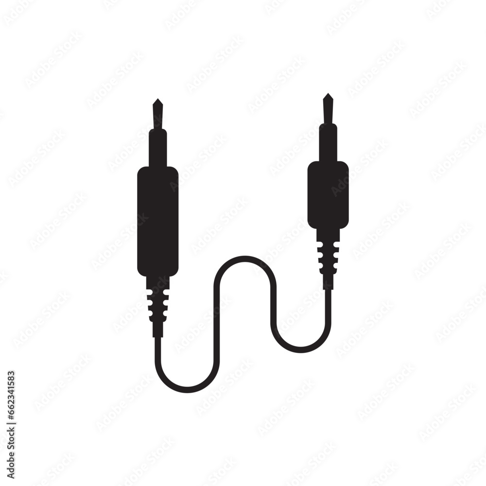 AUX icon. Audio cable icon. Aux sign. Audio cable sign. DJ cable symbol ...