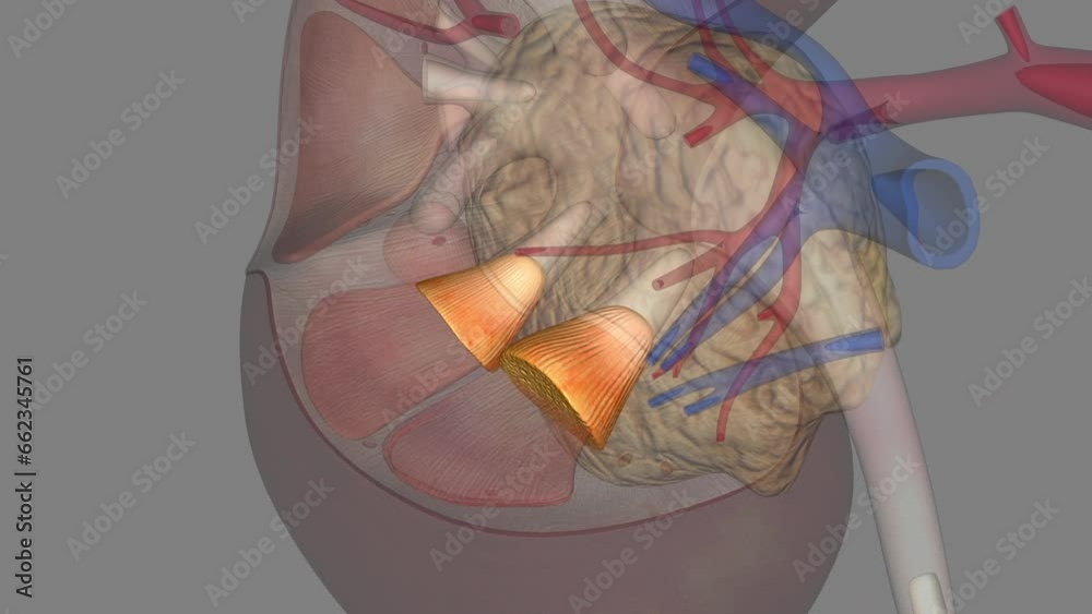 Renal pyramid, any of the triangular sections of tissue that constitute ...