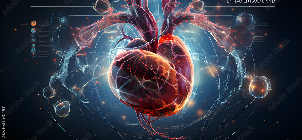 futuristic medical research or heart cardiology health care with ...