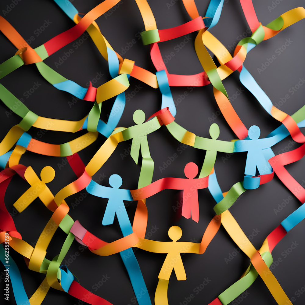 symbolic of paper chains. People are connected to each other. Concept ...