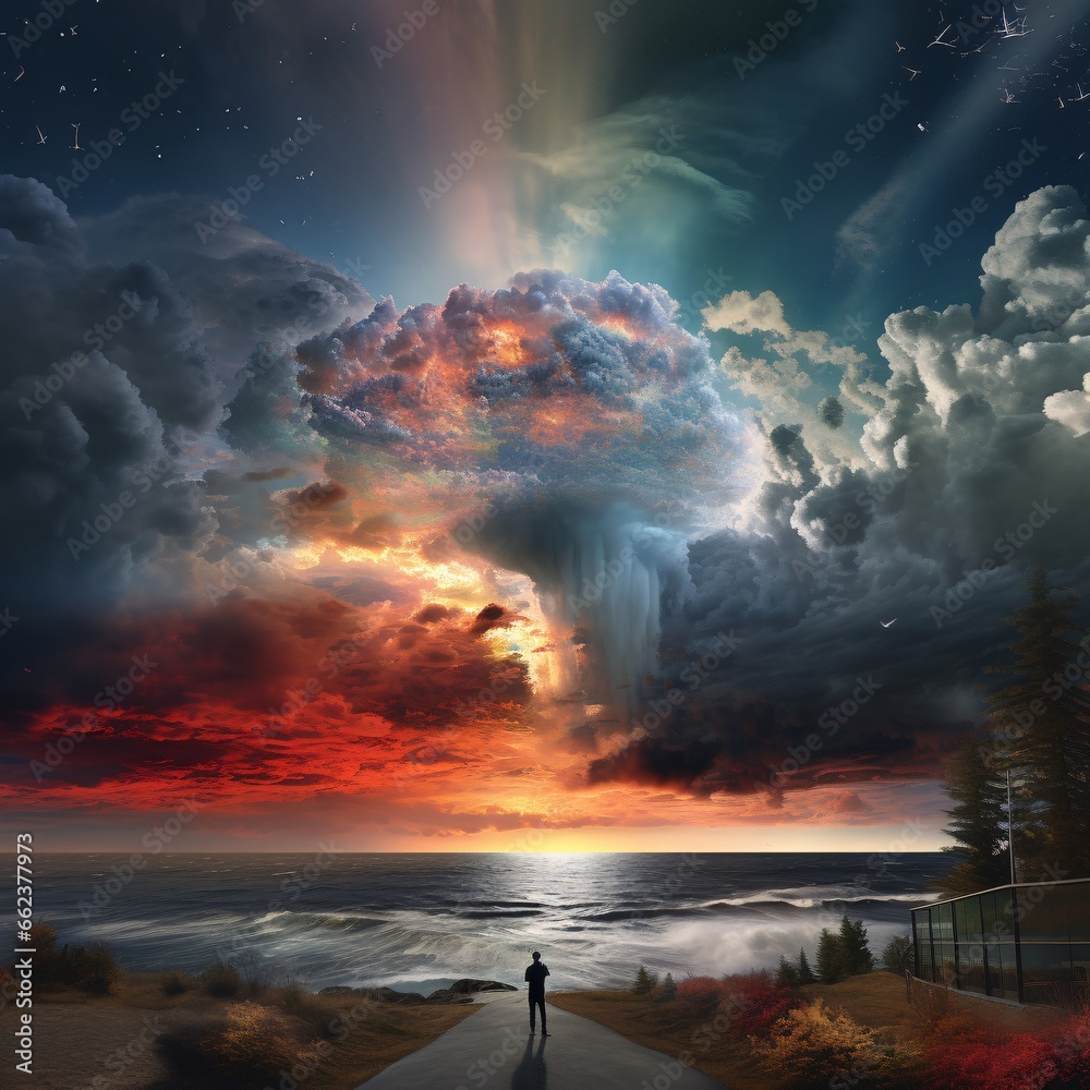 Weathering All Conditions A Vivid Collage of Sky Images Representing ...