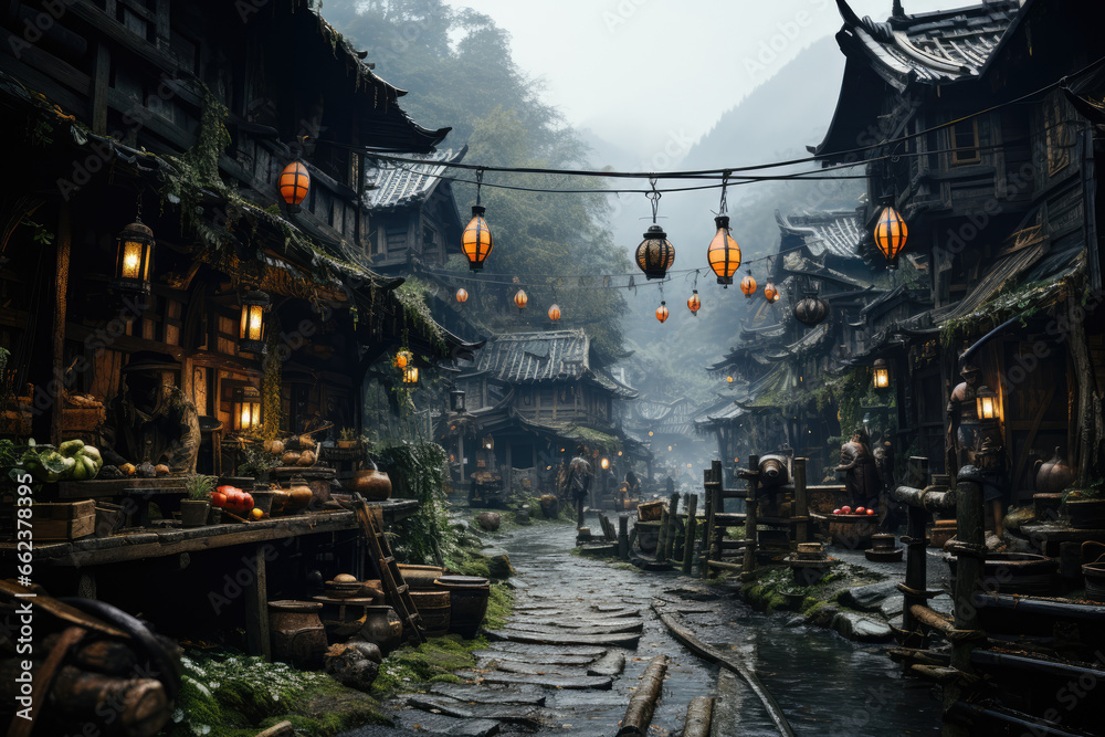A remote village celebrating a festival in honor of mythical creatures ...