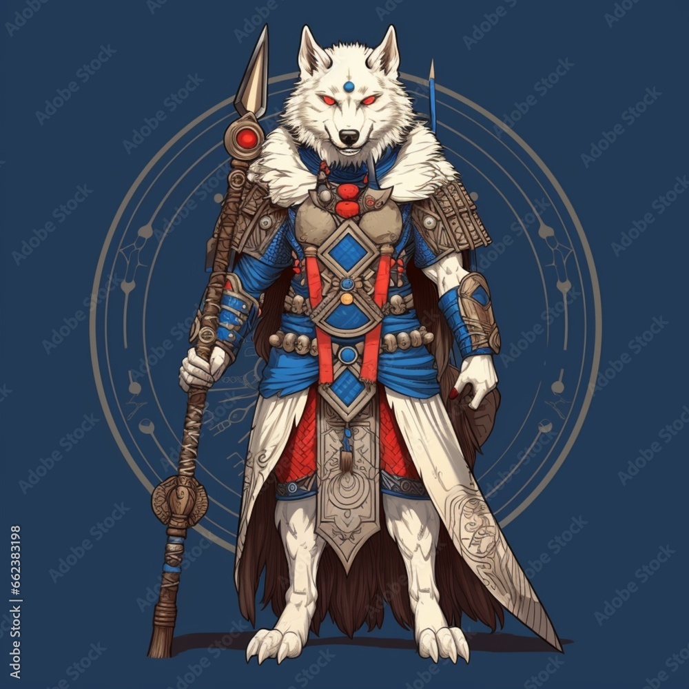 Realistic aztec-inspired humanoid white warrior wolf stand Ai generated ...